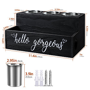 MINCORD Wood Hair Dryer Holder, Rustic Hair Tool Organizer Farmhouse Blow Dryer Holder Curling Iron Straightener Brush for Bathroom and Vanity Dressing Supplies Storage