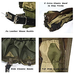 JJZS Adjustable Snake Gaiters for Men & Women, Camo Snake Proof Boot Gators, Snake Bite Protection Guards Chaps, Waterproof Leg Gators for Hiking, Hunting, Snow, Snowshoeing, Rattlesnake