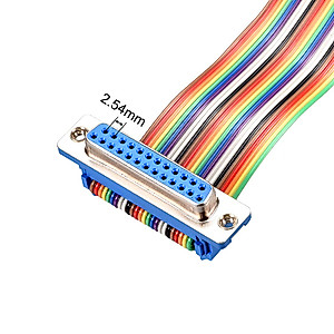 uxcell IDC Rainbow Wire Flat Ribbon Cable DB25 Female to DB25 Female Connector 2.54mm Pitch 11.8inch Length