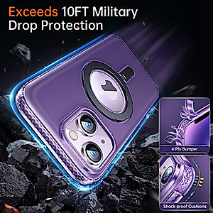 JUESHITUO for iPhone 14 Plus Case [Not Yellowing] [Military Grade Protection] [No.1 Strong Magnets] Magnetic Built-in Compatible with MagSafe Case 6.7 inch, Deep Purple