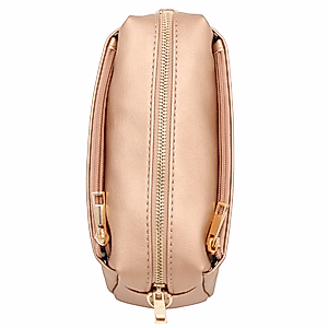 FashionPuzzle Triple Zip Small Crossbody Bag (Rose Gold)