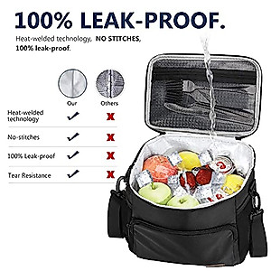 Gloppie Lunch Bag for Men Lunch Box Bag Women Insulated Lunch Cooler Bag Lunchbox for Adults Reusable Lunchbag Black Lncuh Pail Work