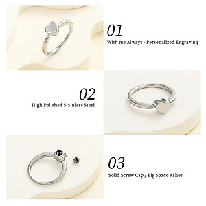 Oinsi Urn Rings for Ashes, Heart Cross Infinity Shape Cremation Rings for Ashes for Women Men Finger Ashes Ring Memorial Jewelry for Loved Ones with Filling Kits