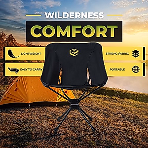 Ecomerr Portable Camping Chair - Bottle Sized Compact Foldable Chair with Carry Bag - Supports 330lbs - Outdoor Backpacking Chair Ultra Lightweight for Lawn, Hiking, Travel, Beach, Picnic