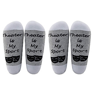LEVLO Actor Gift Theatre Gifts Theater is My Sport Cotton Socks Performance Gifts Actress Director Socks (2 Pairs/Set - Mid Calf - 1)