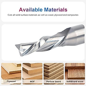 SpeTool Spiral Downcut Router Bits with 3/8 inch Cutting Diameter, 1/2 inch Shank HRC55 Solid Carbide CNC End Mill for Wood Small Cut, Carving