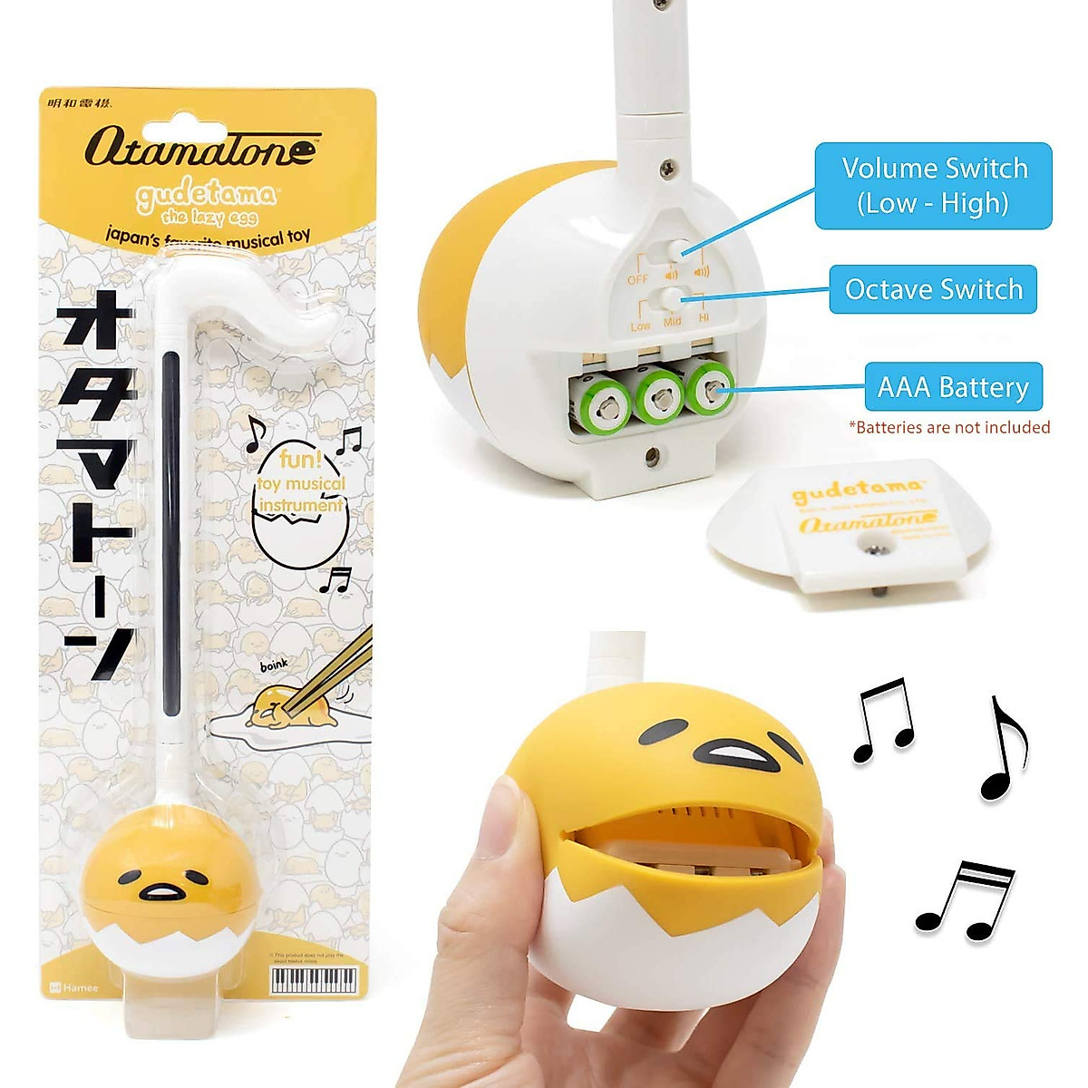Special Edition Sanrio Otamatone (2 Pc. Set - Aggretsuko Sweet + Gudetama) - Fun Electronic Musical Toy Instrument by Maywa Denki (Official Licensed) [Includes Song Sheet and English Instructions]