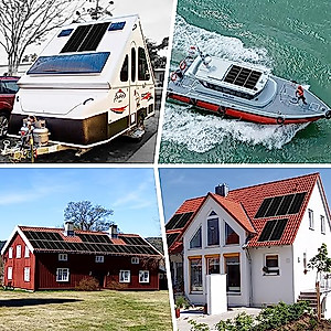 KAUWOX 100 Watt 12V Mono-Si Shingled Solar Panel Kit with 10A PWM Charge Controller 22% High Efficiency PV Module Power Charger for RV Boat Farm Off Grid System Power Supplies