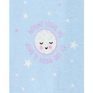 The Children's Place,and Toddler Snug Fit 100% Cotton Zip-Front One Piece Footed Pajamas 2-Pack,MOMMY MOONS_BROOK | MOONS_WINDFLOWER,12-18 MONTHS