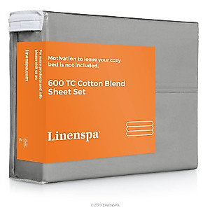Linenspa 600 Thread Count Ultra Soft, Deep Pocket Cotton Blend Sheet Set - Twin - Stone