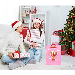 XJF Large Gift Bag for Girls with Card and Tissue Paper,13" Pink Baby Shower Birthday Gift Bags,Gift Bag for Girls Kids