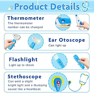 Doctor Kit for Toddlers 3-5 Kids Toys for 2 3 4 Year Old Girls Boys Dentist Doctor Set Costume Medical Kit Pretend Play Dress Up Educational Role Play Birthday Girls Gifts for Aged 2-4 3-5