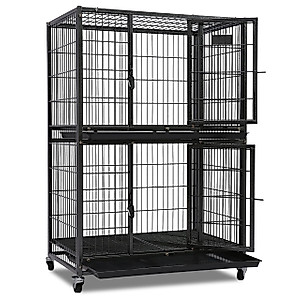 Homey Pet New 2 Levels 31" Crate with Durable Plastic Black Tray and Caster (Cage)