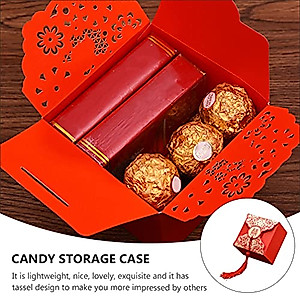 KESYOO 20pcs Wedding Party Favor Boxes Chinese Style Xi Candy Chocolate Gift Boxes with Tassels for Wedding Baby Shower Birthday Party (Red) M