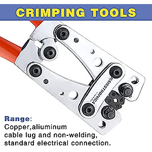 haisstronica Battery Cable Lug Crimping Tools with Wire Cutter-Wire Crimping Tool,AWG 10 8 6 4 2 1,Battery Terminal Crimper for Heavy Duty Wire Lugs,Battery Terminal,Copper Lugs Terminal (ORANGE)