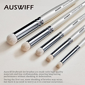 Auswiff Drybrush Set of 5 - Paint Brush Set for Miniature Painter, Goat Hair Acrylic Model Paint Brushes Fabulous for Beginners & Professional for Tabletop & Wargames Detailing Watercolor Oil Painting