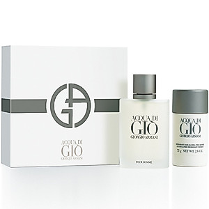 Acqua di Gio by Giorgio Armani for Men 2 Piece Set Includes: 3.4 oz Eau de Toilette Spray + 2.6 oz Deodorant Stick (Alcohol-Free)