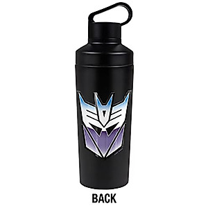 Transformers OFFICIAL Vintage Decepticon Logo 18 oz Insulated Water Bottle, Leak Resistant, Vacuum Insulated Stainless Steel with 2-in-1 Loop Cap