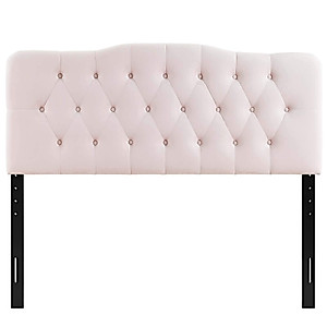 Modway Annabel Diamond Tufted Performance Velvet Queen Headboard in Pink
