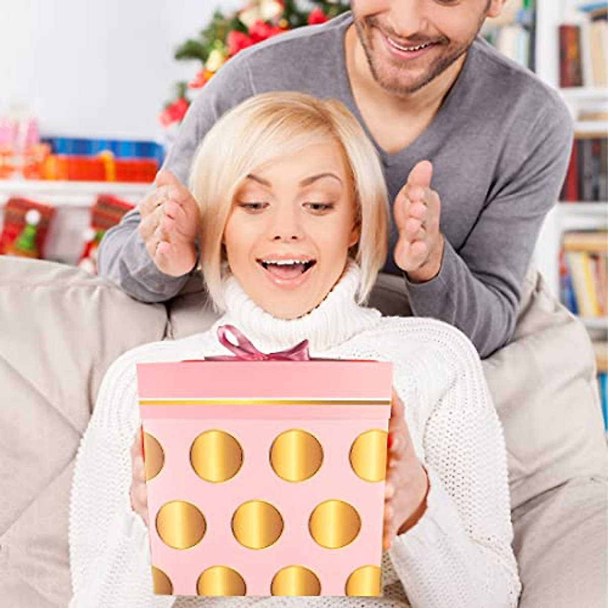 Elephant-package 8" Gift Box with Lid Ribbon (Pink Spot) for Girl Birthday Gift, Party Favor, Baby Showers, Christmas, from