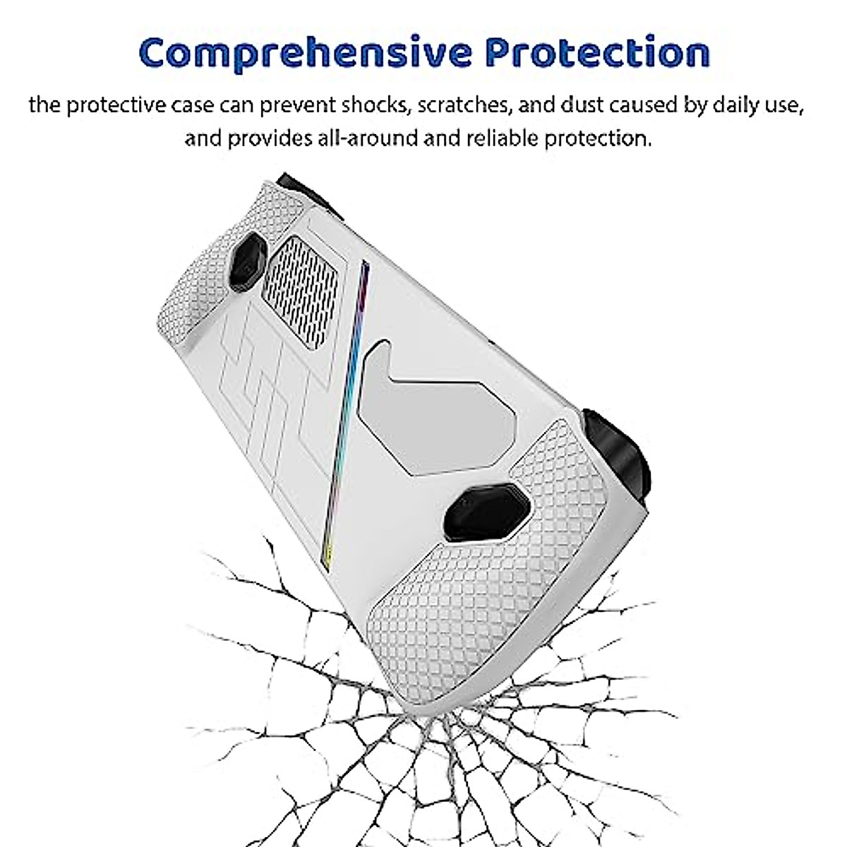 Protective Case for Rog Ally, DOBEWINGDELOU Soft Silicone Cover Case for ASUS Rog Ally Gaming Handheld, Full Protection, Anti-Scratch, Anti-Slip, and Shock-Absorbing Protective Case White