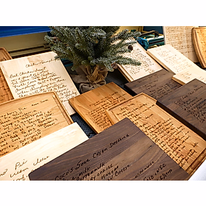 Original Handwritten Recipe Cutting Board - Best Unique Gift for Her - Multiple Sizes & Styles - Maple, Cherry or Walnut Wood - Best Gift Idea for Mom, Daughter, Grandma, Sister, Aunt
