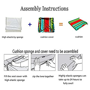 LFNOONE Outdoor Patio Chair Cushions 17"x17" Water-Resistant Garden Chair Cushions,Colorful High Density Sponge Filling Glider Lawn Seats mat,Set of 4,with 4 Rope Fixed Straps