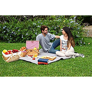 Picnic Basket Natural Woven Woodchip with Double Folding Handles | Easter Basket | Storage of Plastic Easter Eggs and Easter Candy | Organizer Blanket Storage | Bath Toy and Kids Toy Storage