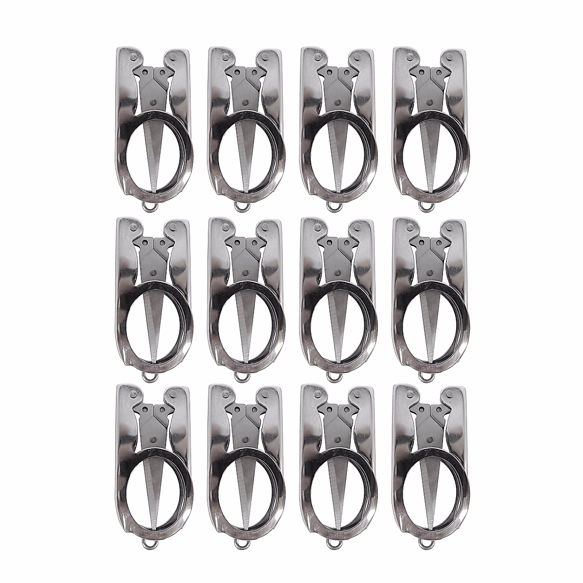 Ouyatoyu 12pcs Stainless Steel Folding Pocket Portable Foldable Mini Travel Scissors Small Scissors Paper Thread Snips Craft Cutter Pointy Sewing Yarn Cutter, Fold Up Scissors