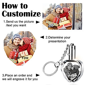 Hapetrel Custom Photo Crystal Keychain 3D Personalized Crystal Kay Chain Picture Engraved Keychain Crystal Lighted Customized gift