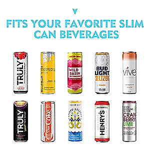 Skinny Can Cooler [ 2 Pack ] Slim Can Cooler for Slim Beer & Hard Seltzer, Skinny Beer Cans Coolie Skinny Insulators, Can Cooler Sleeve Flamingo