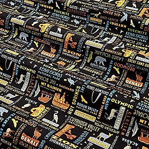 Riley Blake National Parks Signs Words, Text and Icons Print Black, Quilting, Apparel and Home Decor Fabric (2 Yards) 72" x 43"