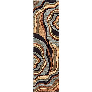 Well Woven Barclay Nirvana Waves Multi / Blue Modern Area Rug 2'3" X 7'3" Runner