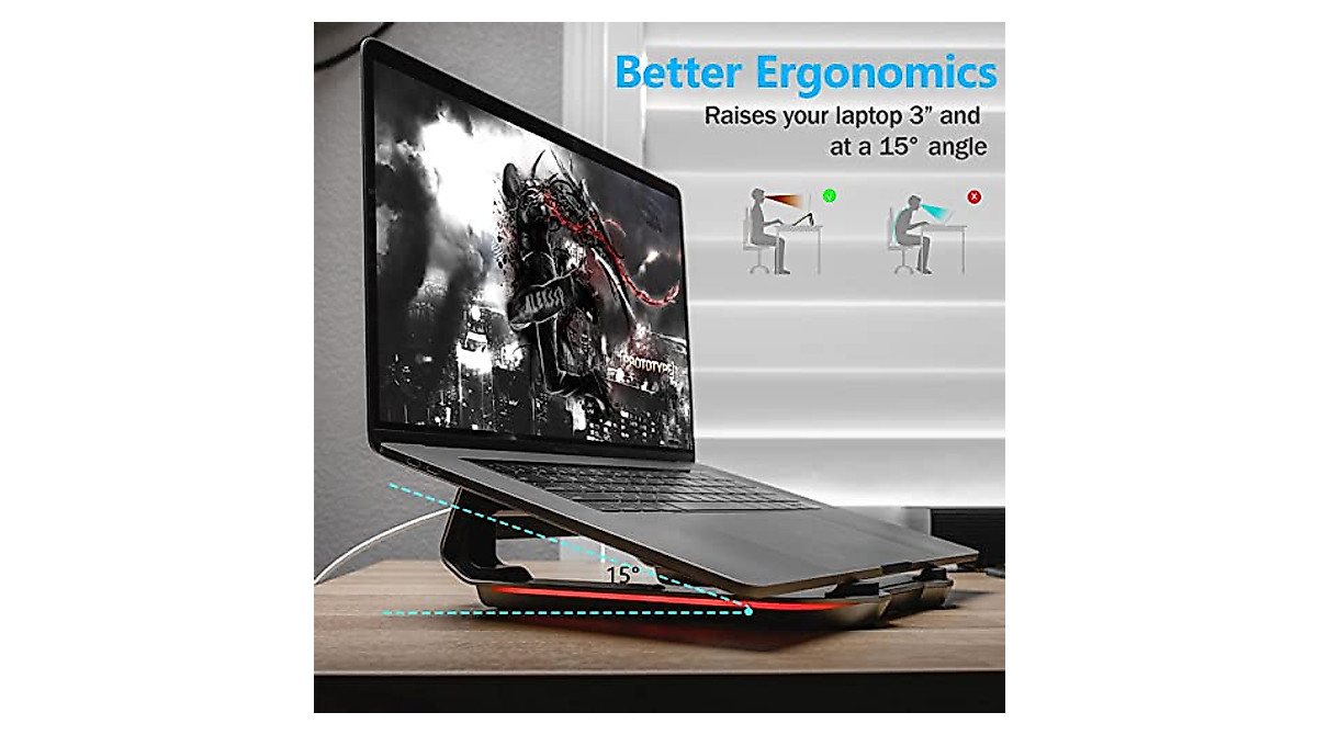 ESGAMING RGB Laptop Stand with 4 USB Ports & RGB Lighting