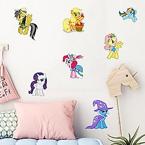 Kids Room Cartoon Pony Wall Decal Peel and Stick Baby Nursery Wall Sticker for Girls Bedroom Daycare Baby Girls Cute Pony Wall Decor