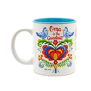 E.H.G | Essence of Europe Gifts - 12 oz. Ceramic Coffee Mug, Oma is the Greatest Design - Multicolor Ceramic Mug, German or Dutch Grandma - Premium Quality Coffee Mug - Multicolor