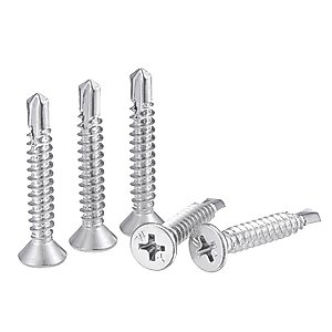 uxcell Phillips Head Self Drilling Screws, 10 x 1 1/16" 410 Stainless Steel Full Thread Sheet Metal Screw 50pcs