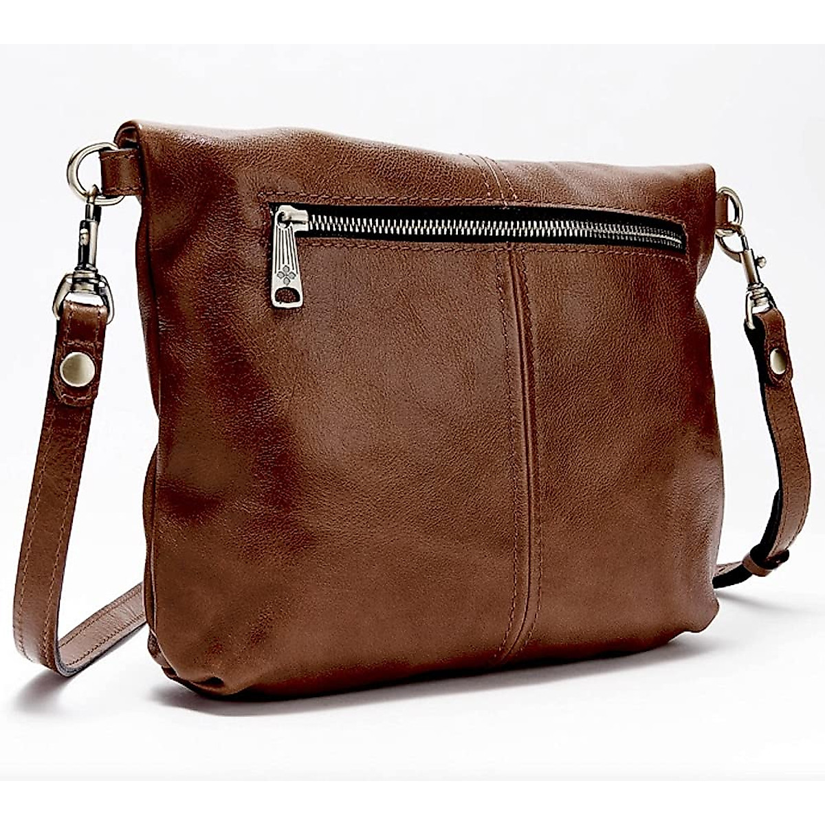 Patricia Nash Distressed Vintage Leather Barsby Crossbody in Cognac