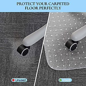 HOMEK Chair Mat for Carpeted Floors, 30” x 48” Transparent Thick Office Floor Mats for Low Pile Carpet Floors
