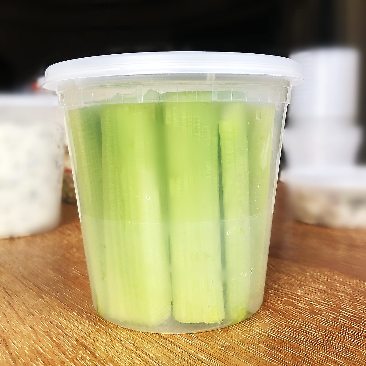 4U'LIFE Microwavable Translucent Plastic Deli Container and Lid Combo Pack (24 OZ (PACK OF 9))