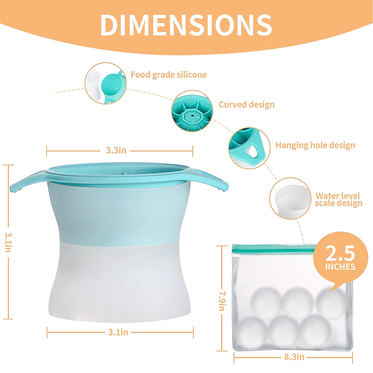 Old Fashioned Whiskey Glasses,Set of 5 ( 2 Crystal Bourbon Glasses,1 Storage Bags,2 Round Big Ice Ball Molds ) - 9 Oz Whiskey Rocks Glass for Scotch Cocktail Rum Cognac Vodka Liquor,Gift for Men