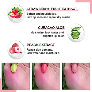 BINGBRUSH Color Changing Lipstick Queen,PH Mood Long Lasting Lip Gloss Korean Lip Balm Tinted Magic Makeup Moisturize Lipstick Set (3pcs Aloe+Strawberry+ Peach, 3 Count (Pack of 1))