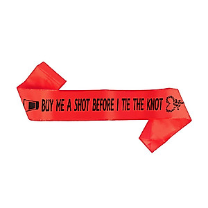 Brosash "Buy Me a Shot Before I Tie The Knot Red Bachelor Bachelorette Party Sash Black Lettering Bride Gifts Bridal Shower Favors Engagement Set Women Men Wedding Ideas Decorations Funny Decor