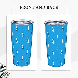 Yaxongx 20oz Tumbler Golfers Print Double Wall Vacuum Insulated Coffee Mug with Lid and Metal Straw Brush Reusable Stainless Steel Water Bottle Travel Cup Gifts for Car Ice Drinks Hot Beverage