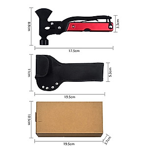Outdoor Survival Multitool Camping Accessories Gear and Equipment with Durable Sheath 14 in 1 Portable Hatchet with Axe Hammer Saw Screwdrivers Pliers Bottle Opener Knife Gift for Men Women