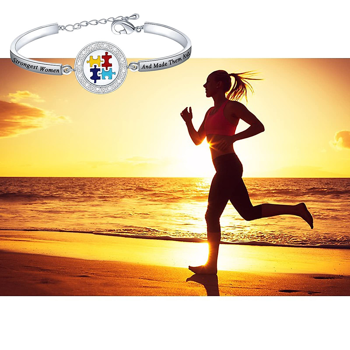 FEELMEM Autism Mom Jewelry God Found Some of The Strongest Women Bracelet Autistic Gift Autism Awareness Jewelry Proud Autism Mom Gift (God Found-silver)