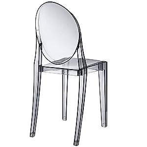 Hawthorne Collections Modern Acrylic Design Dining Chair in Smoked Clear - Fully Assembled, Indoor/Outdoor Use