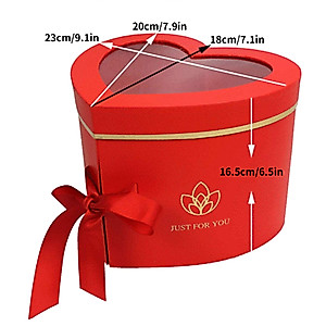 Heart Shaped Flower Boxes for Presents with Lids and Ribbons, Double Layers Luxury Gift Packaging for Anniversary, Mother's Day, Valentine's Day, Birthday (Pink)
