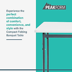 Peakform Multipurpose Banquet Squared Table Lightweight Folding Durable Desk with Secure Base for Indoor and Outdoor Events, 34 Inch, White