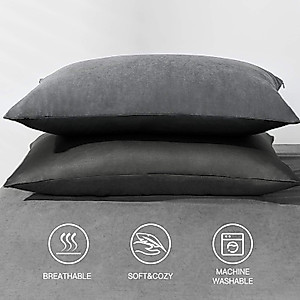COISINI Cooling Pillowcases Set of 2 - Breathable Cool Ultra Soft Pillow Cases - Organic Natural Silky Material, Moisture Wicking(Light Grey, Standard Size 20x26 inches)